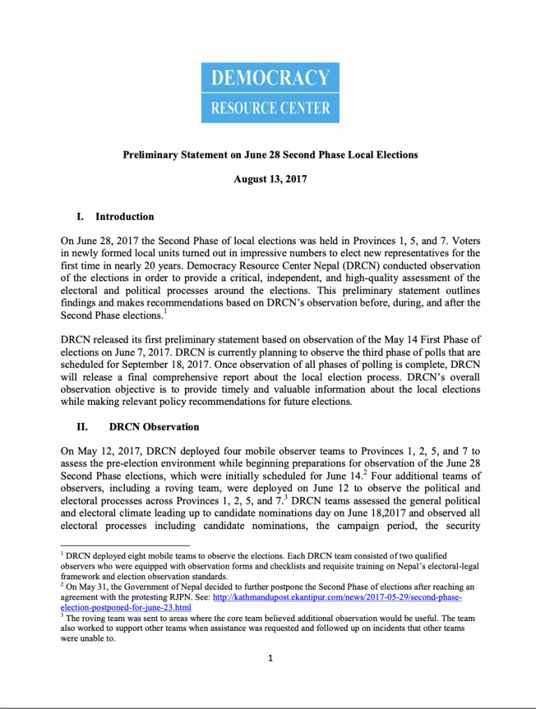 Preliminary Statement on June 28 Second Phase Local Elections (Aug 2017 ...