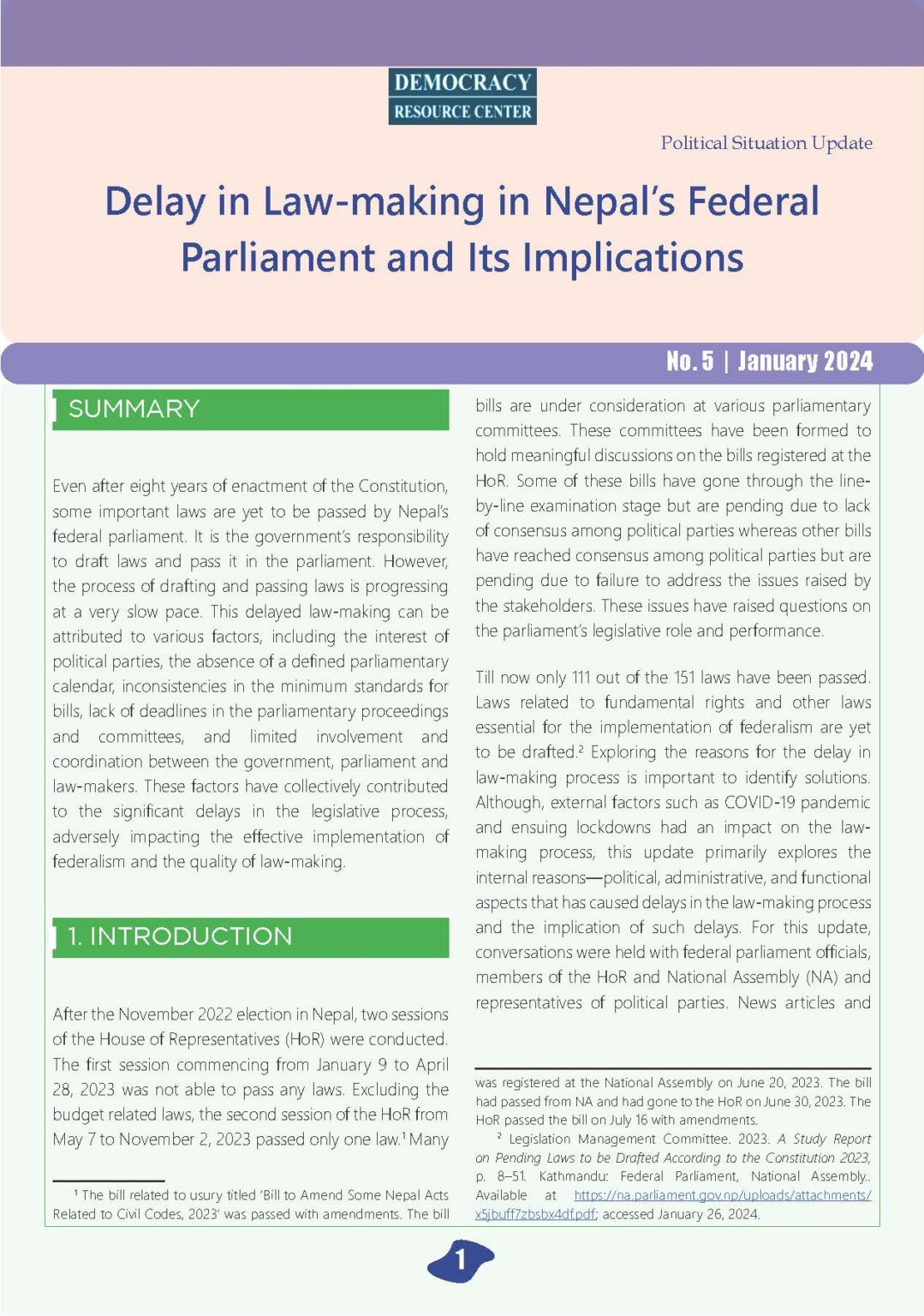 Delay in Law-making in Nepal’s Federal Parliament and Its Implications ...